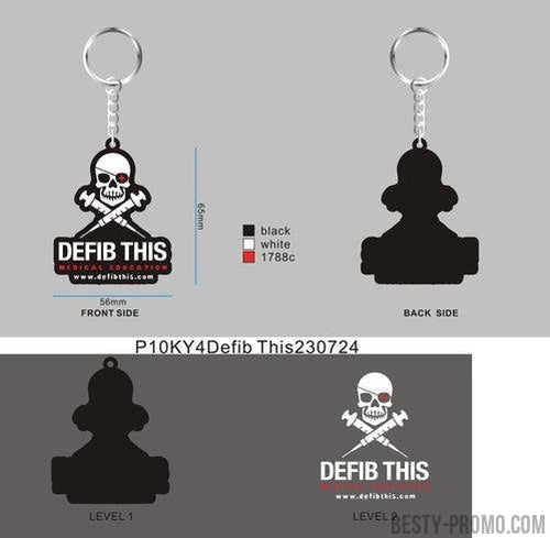 CUSTOM 3D DIE CUT RUBBER KEYCHAINS - P10KY4Defib This230724 – Besty-Promo